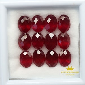 8x6 MM Natural Red Ruby Oval Chekerboard Loose Gemstone Lot ,glass ...