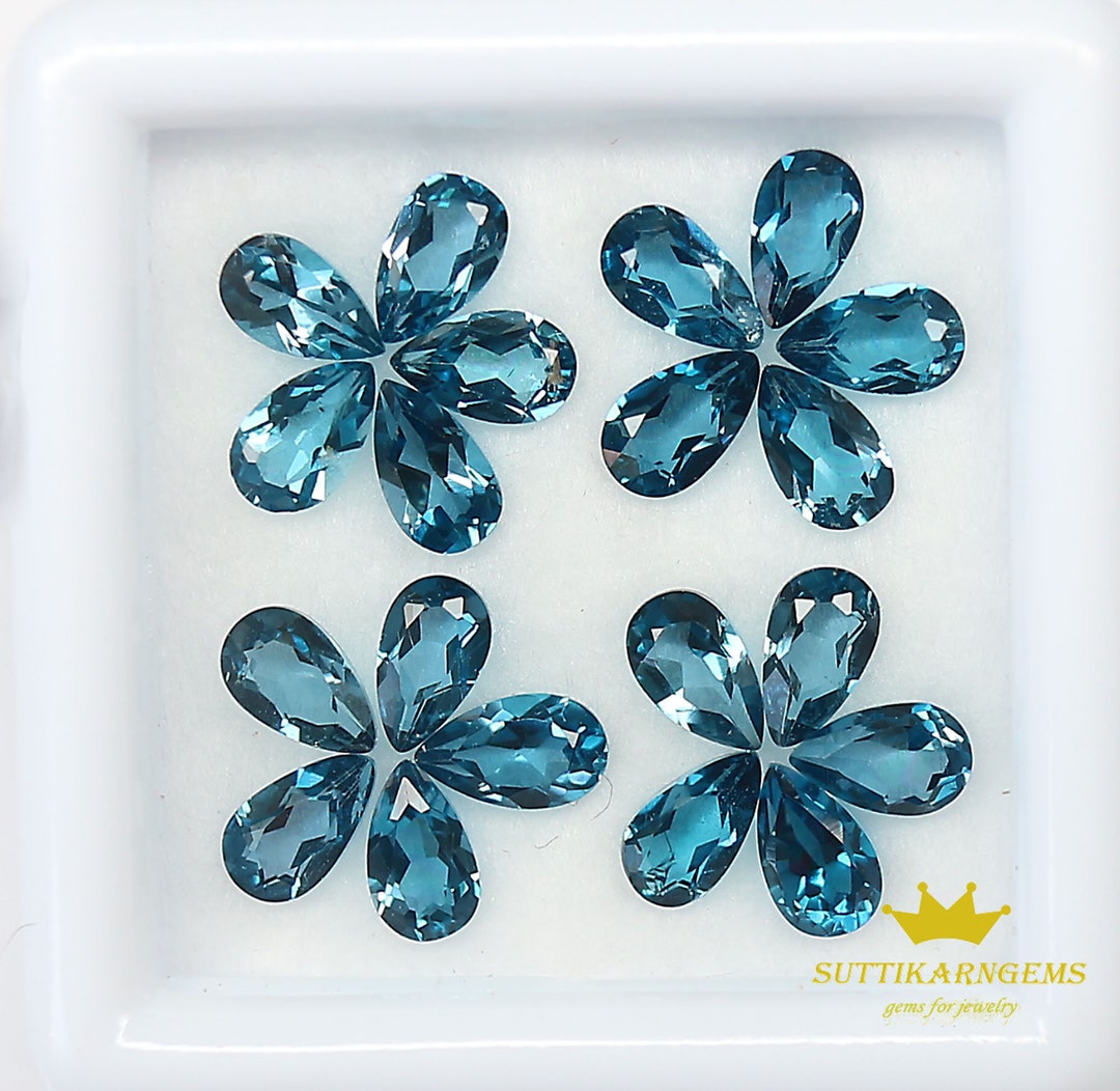 5x3 MM Natural London Blue Topaz Pear Cut Loose Gemstone Lot - Etsy
