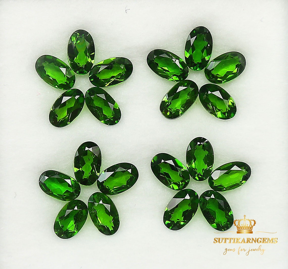 5x3 MM Natural Green Chrome Diopside Oval Cut Loose Gemstones | Etsy