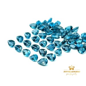 6x4 MM Natural London Blue Topaz Pear Cut Loose Gemstone Lot , AAA+ ...