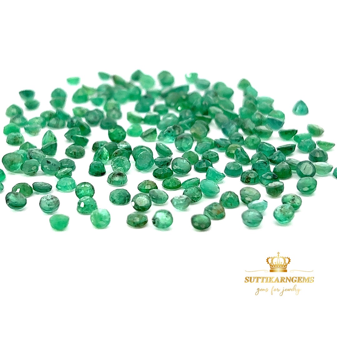 3 MM Natural Green Emerald Round Normal Cut Loose Gemstone Lot ...