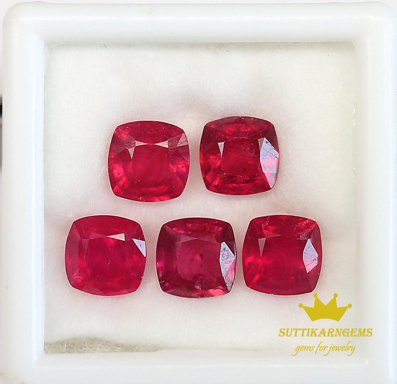 5 Pcs 6.2 MM Ruby Faceted Cushion Shape Natural Loose Gemstone - Etsy