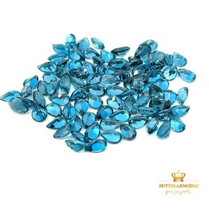 6x4 MM Natural London Blue Topaz Pear Cut Loose Gemstone Lot , AAA+ ...