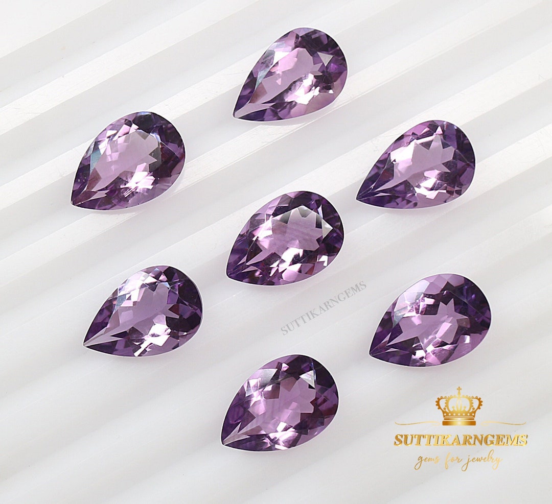 12x8 MM Natural Purple Amethyst Pear Shape Loose Gemstone Lot , Natural ...