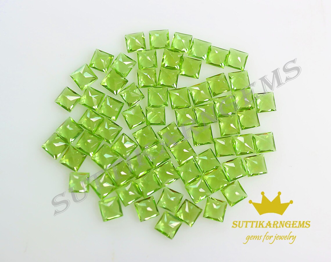 5 MM Natural Green Peridot Square Shape Loose Gemstone Lot - Etsy