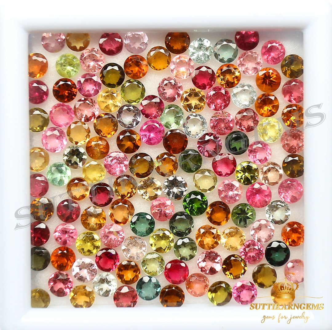 3 MM Natural Multi Color Tourmaline Round Cut Loose Gemstone - Etsy