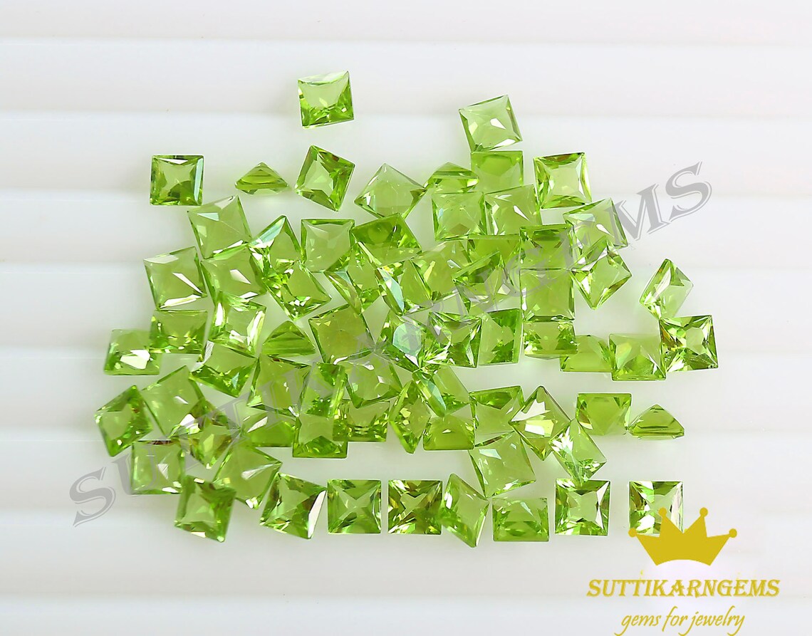 5 MM Natural Green Peridot Square Shape Loose Gemstone Lot - Etsy