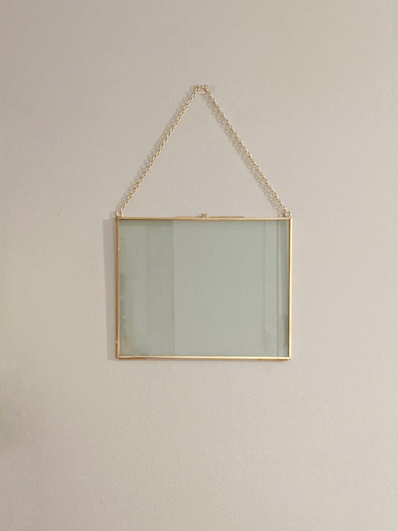 8x10 Brass & Glass Horizontal Hanging Photo Frame in - Etsy