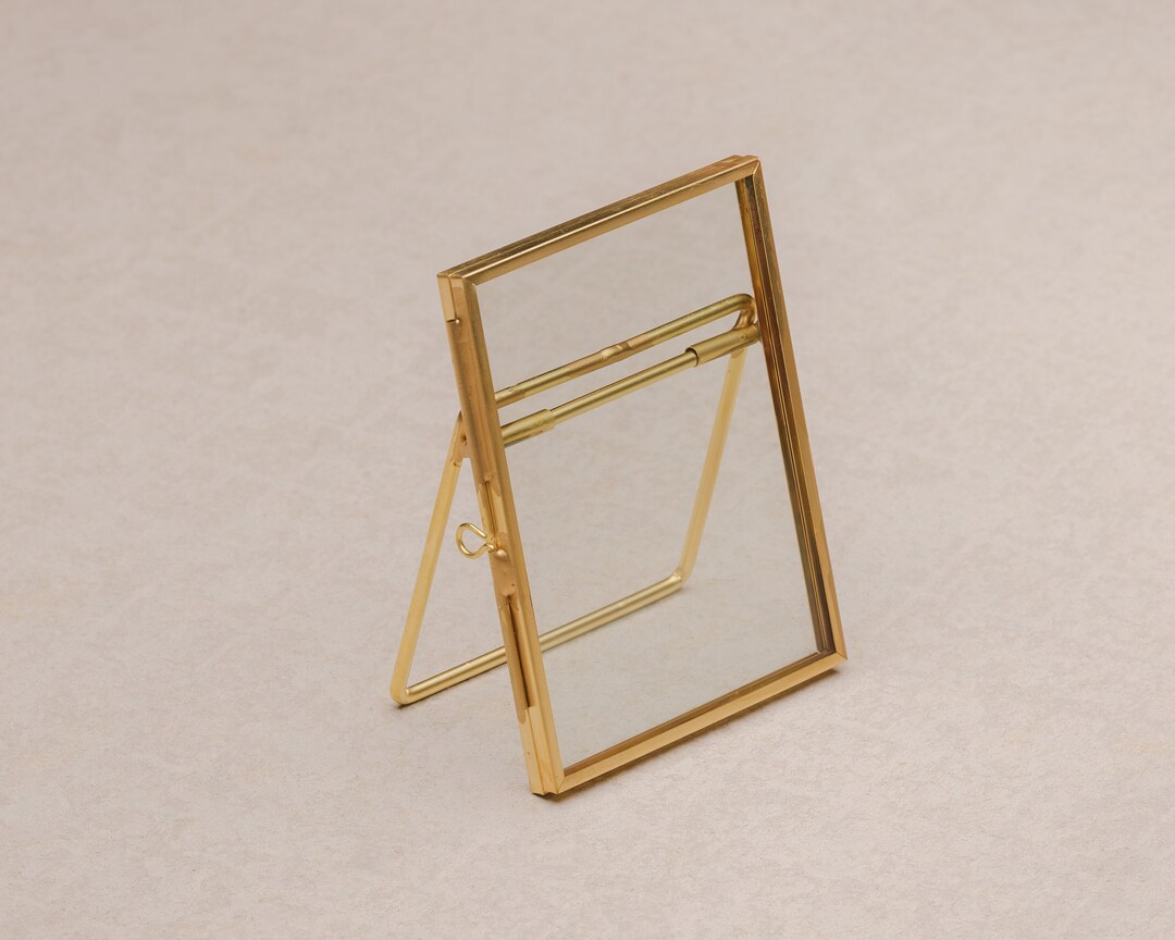 3.5x2.5" Brass & Glass Tabletop Photo Frame in Gold Instant Camera ...