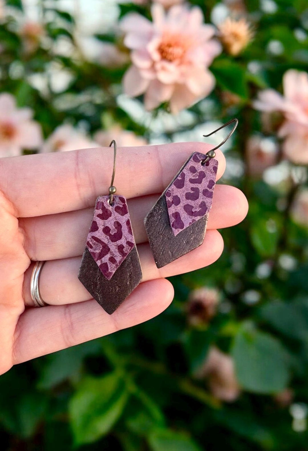 Multiple Styles, Purple Leopard Print Earrings, Boho Fringe Earrings ...