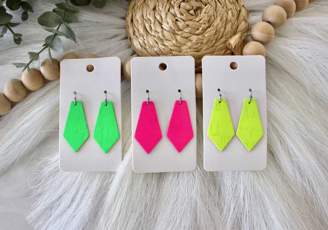 Neon Earrings Fluorescent Earrings Hot Pink Earrings Neon - Etsy