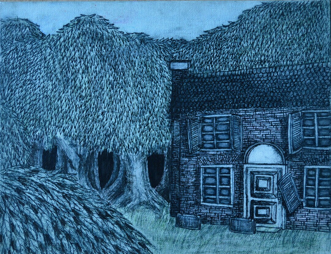 One of a Kind Piece: Manor (ink, Watercolor Paint and Colored Pencil ...
