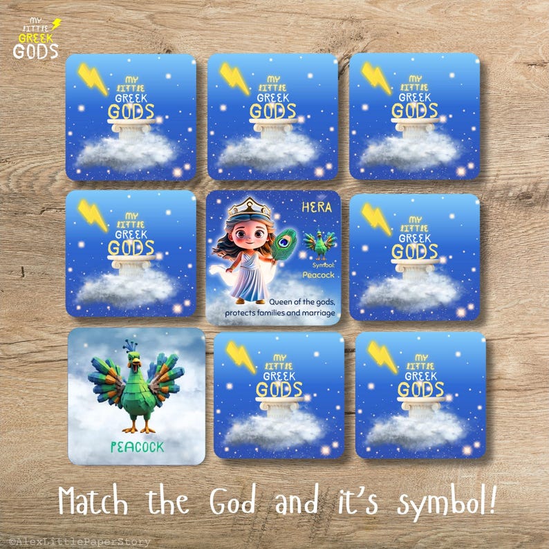 Printable Greek Gods Memory Game – Greek Mythology Matching Cards ...