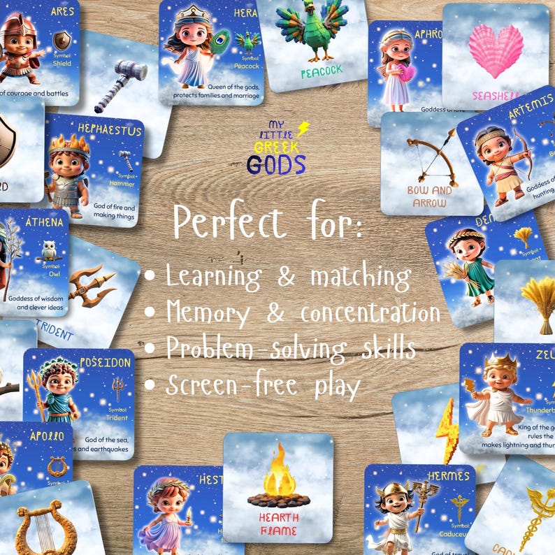 Printable Greek Gods Memory Game – Greek Mythology Matching Cards ...