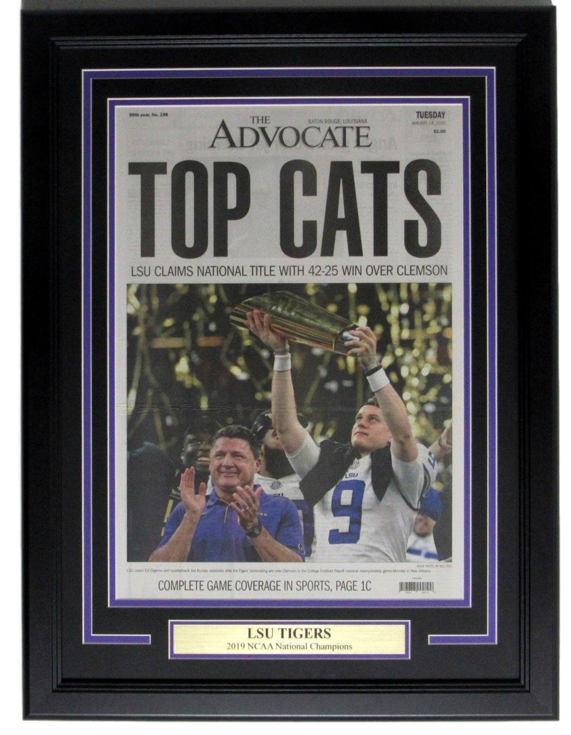 The Advocate Newspaper LSU Tigers 2019 NCAA National Champs Framed - Etsy