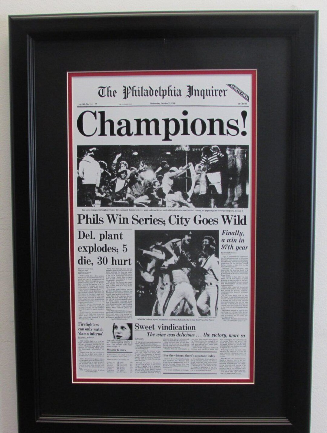 1980 Philadelphia Inquirer champions Phillies Print Framed Newspaper ...