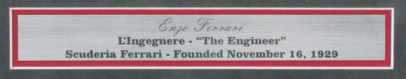 Enzo Ferrari Collage W/laser Engraved Autograph and License Plate ...