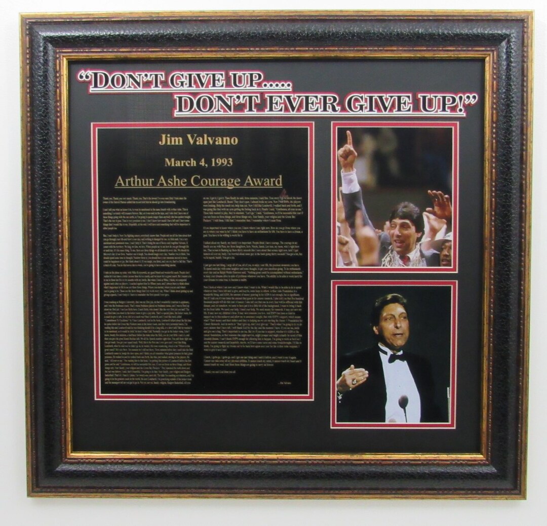 Jimmy Valvano "never Give Up" Speech Framed Collage - Etsy