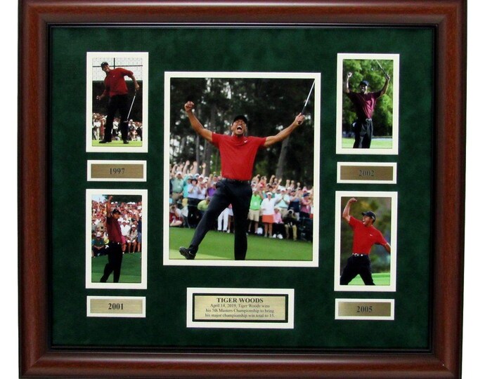 Tiger Woods 5th Masters Champ Unsigned Photo Collage Framed, Tiger ... Tiger Woods 5th Masters Champ Unsigned Photo Collage Framed, Tiger ...