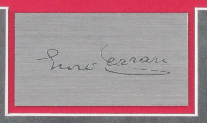 Enzo Ferrari Collage W/laser Engraved Autograph and License Plate ...