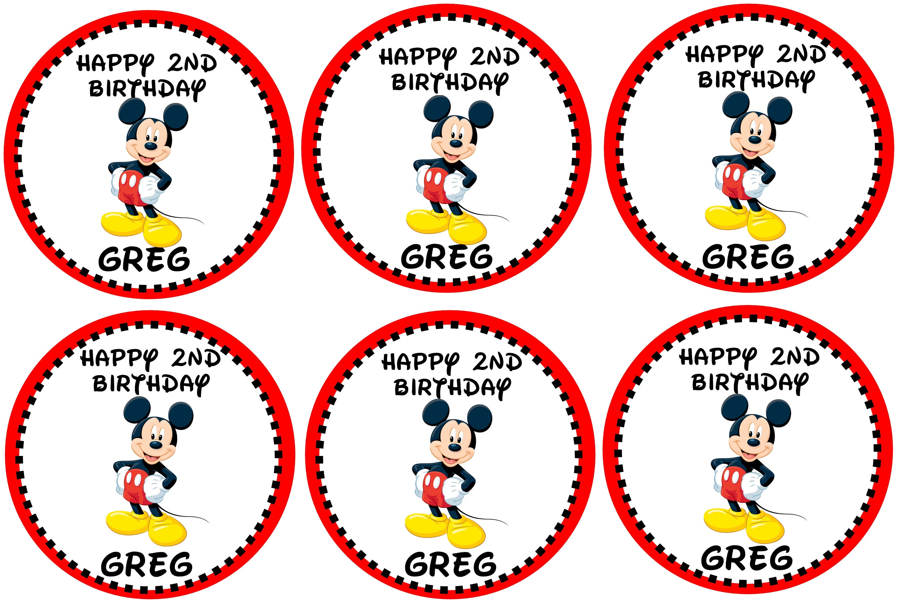 Set of 24 Mickey Mouse Labels Mickey Mouse Personalized | Etsy