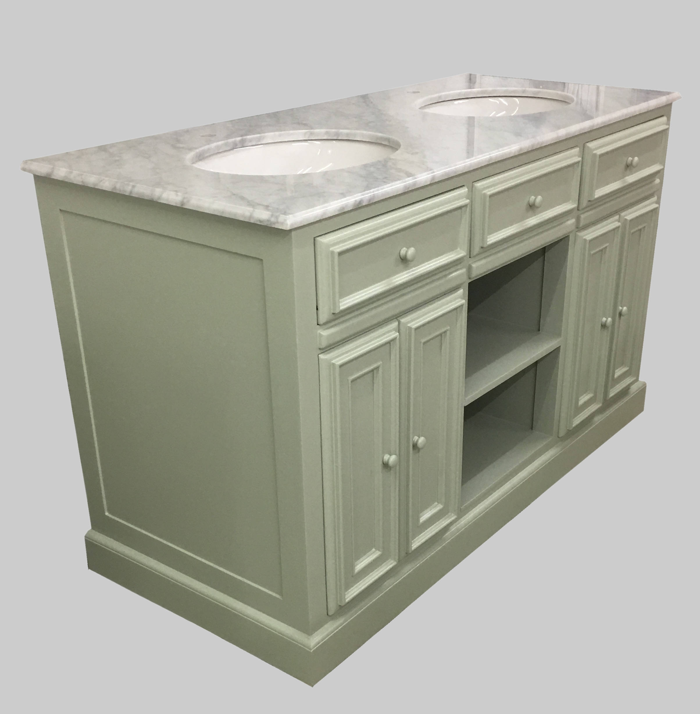 Handmade English Country Double Sink Vanity: Marble Top, Custom Color ...