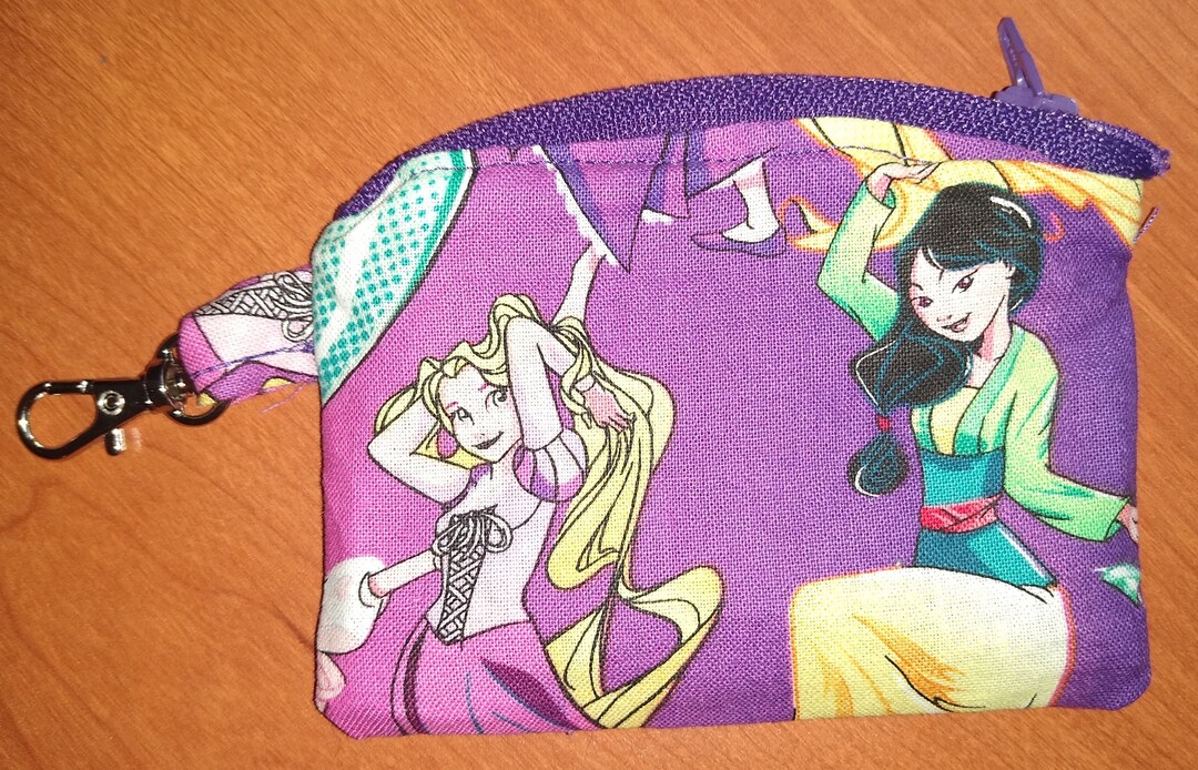 Belle, Ariel, Rapunzel, Mulan Mini Canvas Zipper Pouch Bag, Coin Purse ...