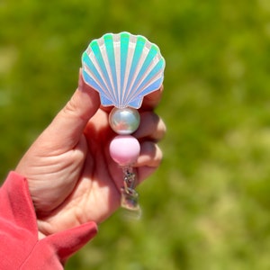 Mermaid Shell Badge Reel - Etsy