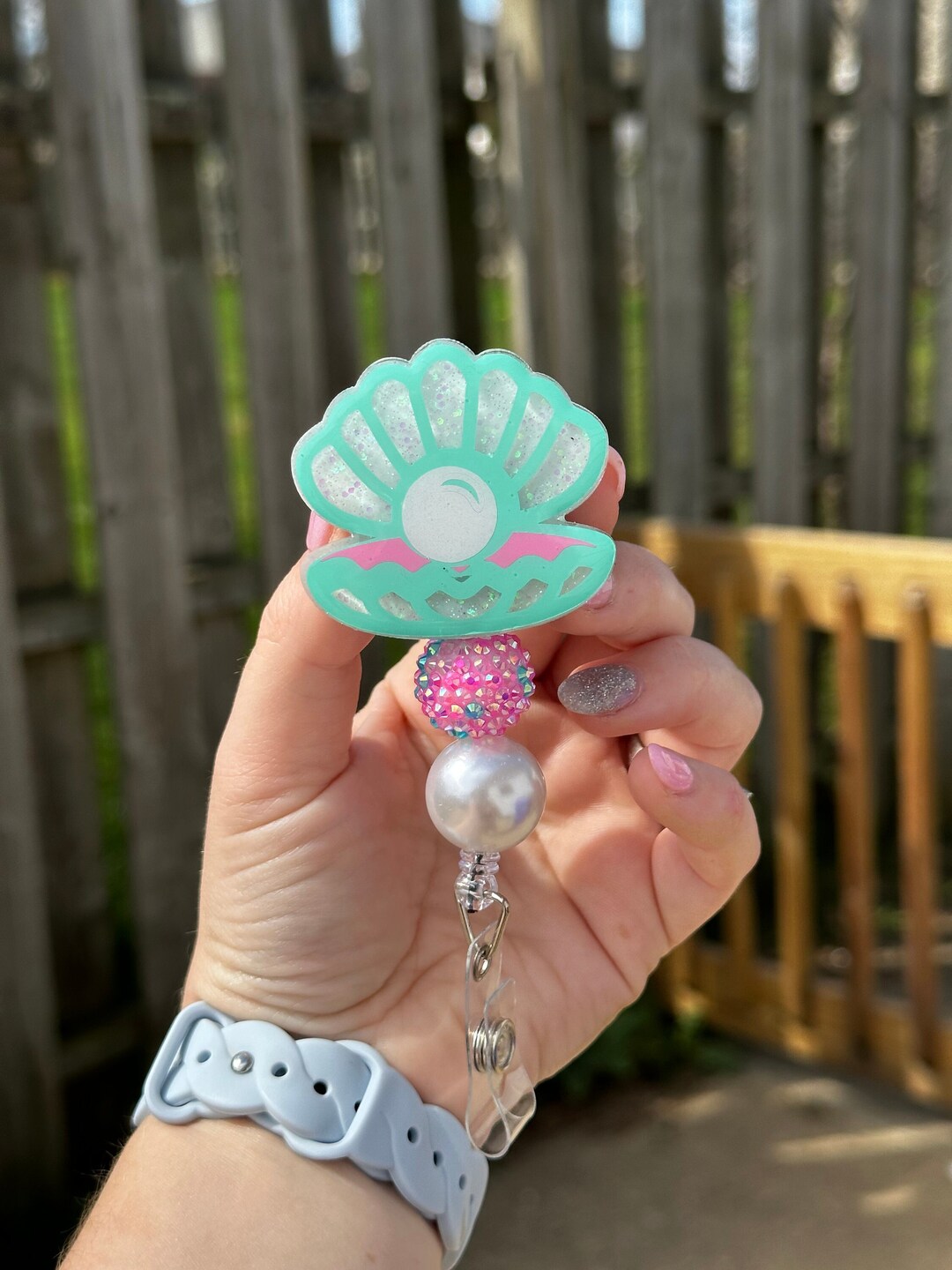 Clam With Pearl Badge Reel - Etsy