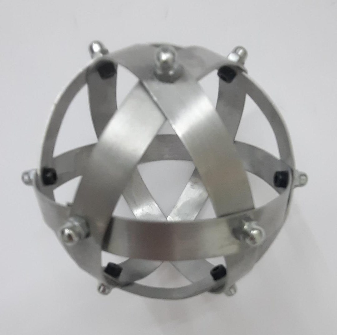 Genesa Crystal in Polished Natural Aluminium, 8 Cm Diameter With Bands ...