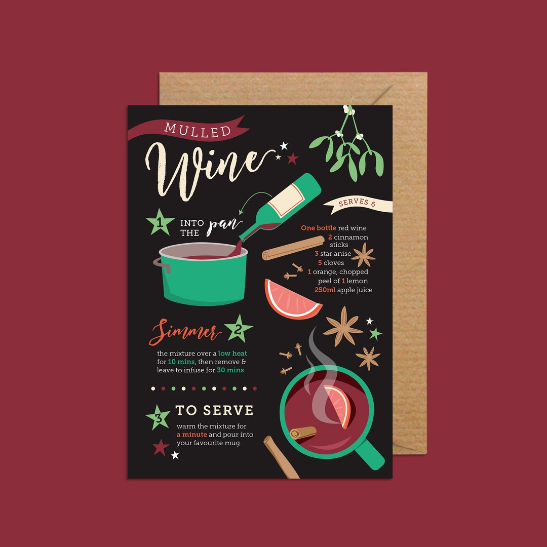 Mulled Wine Christmas Card Quirky Christmas Card Recipe Christmas Card ...