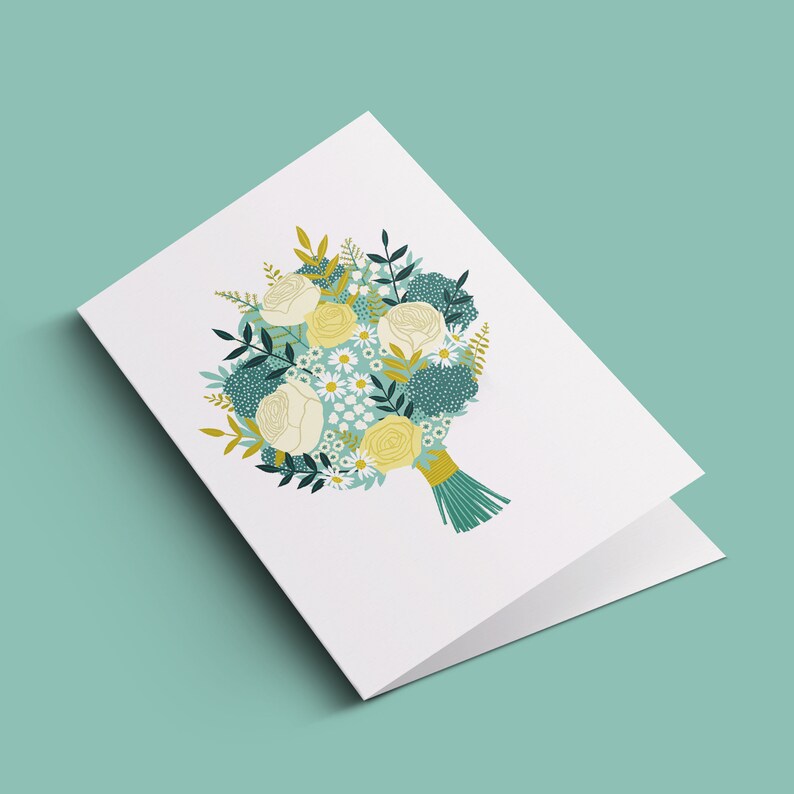Wedding Bouquet Card Wedding Card Bridal Bouquet Card - Etsy UK