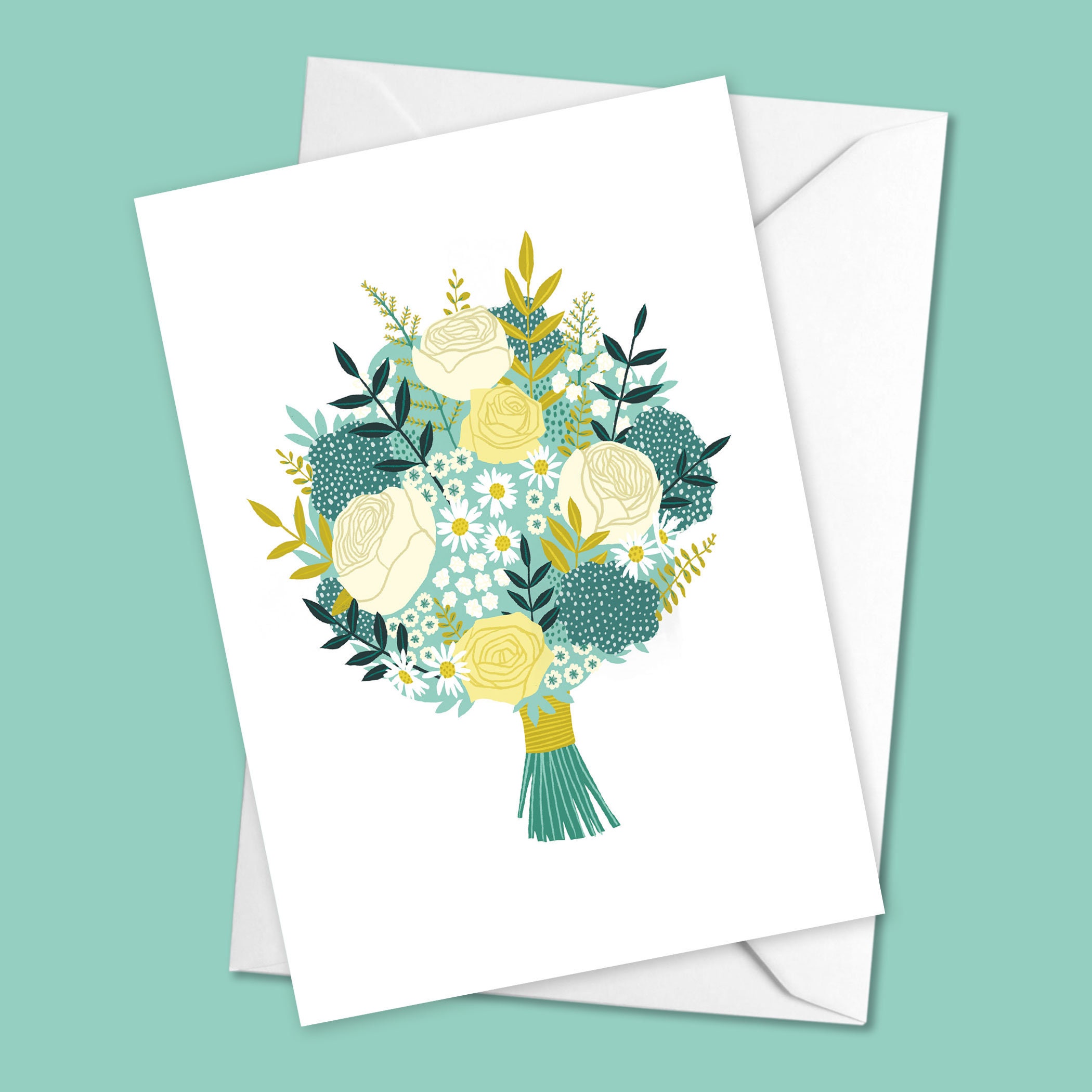 Wedding Bouquet Card Wedding Card Bridal Bouquet Card - Etsy UK