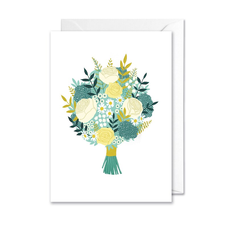 Wedding Bouquet Card Wedding Card Bridal Bouquet Card - Etsy UK