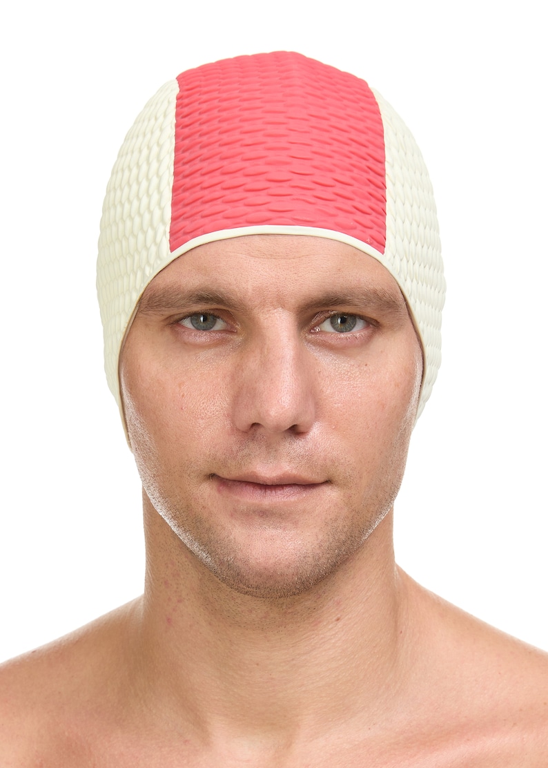 Beemo Swimming Caps for Men Two-tone Color Bubble Crepe Latex Long ...