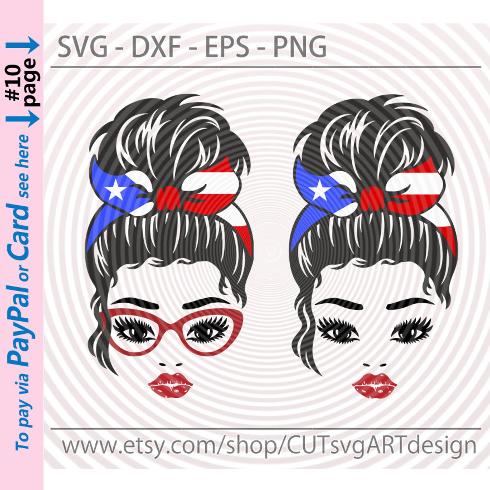 Puerto Rico Svg Puerto Rican Lady Woman Girl Face Cut File Etsy