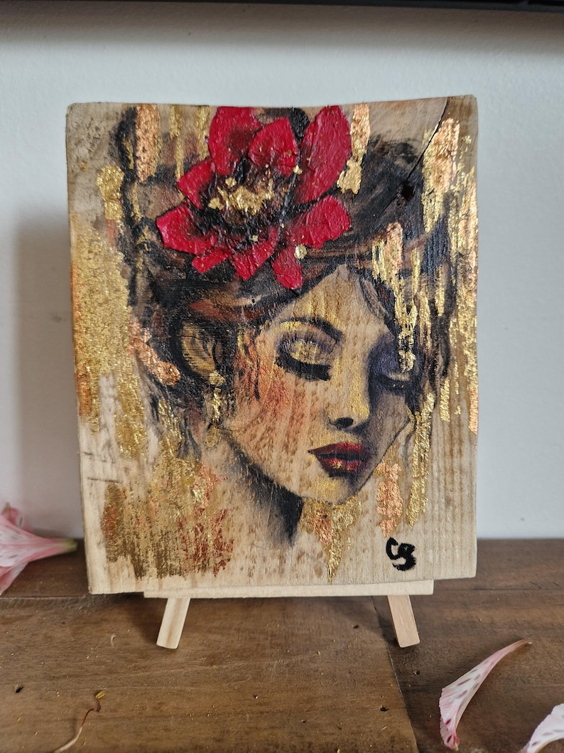 Acrylic Paint and Gold Leaf on Pallet Wood - Handmade - Etsy