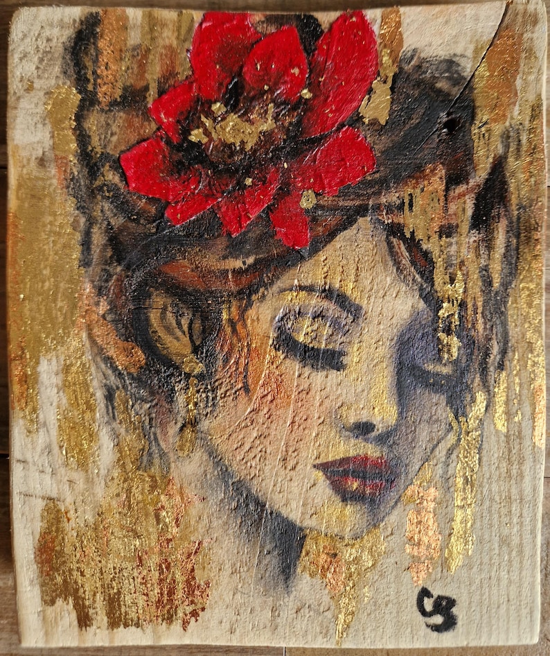 Acrylic Paint and Gold Leaf on Pallet Wood - Handmade - Etsy