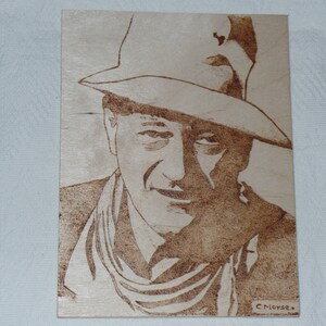 John Wayne Pyrography ~ Wood Portrait ~ Famous Art - Etsy