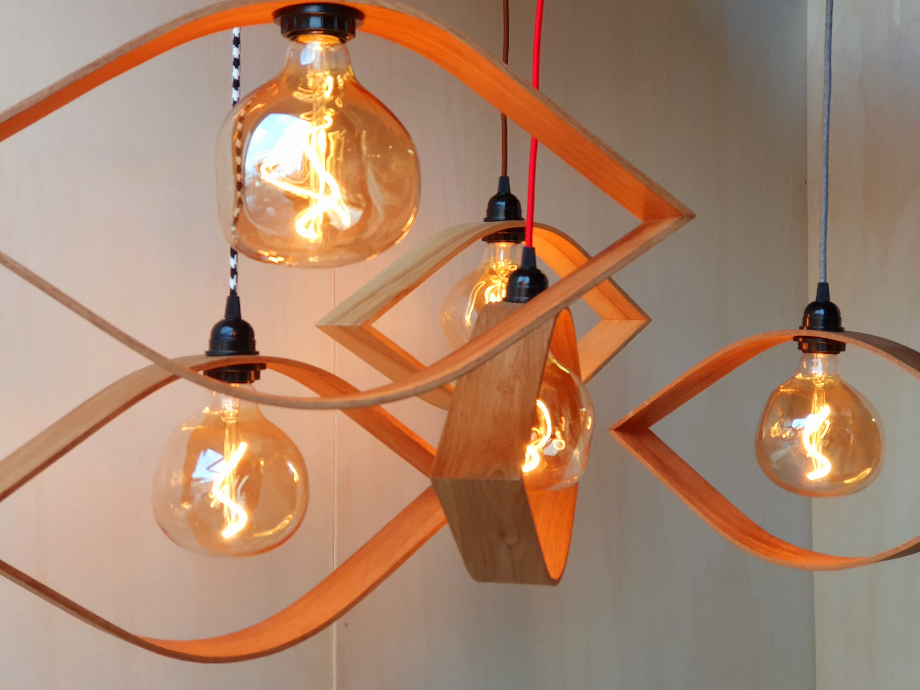 Handmade Steambent Wooden Ceiling Pendant Light in Oak or Ash. - Etsy