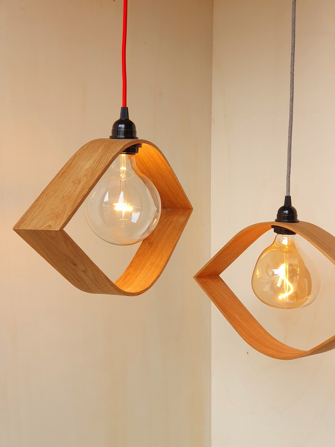 Handmade Steambent Wooden Ceiling Pendant Light in Oak or Ash. - Etsy
