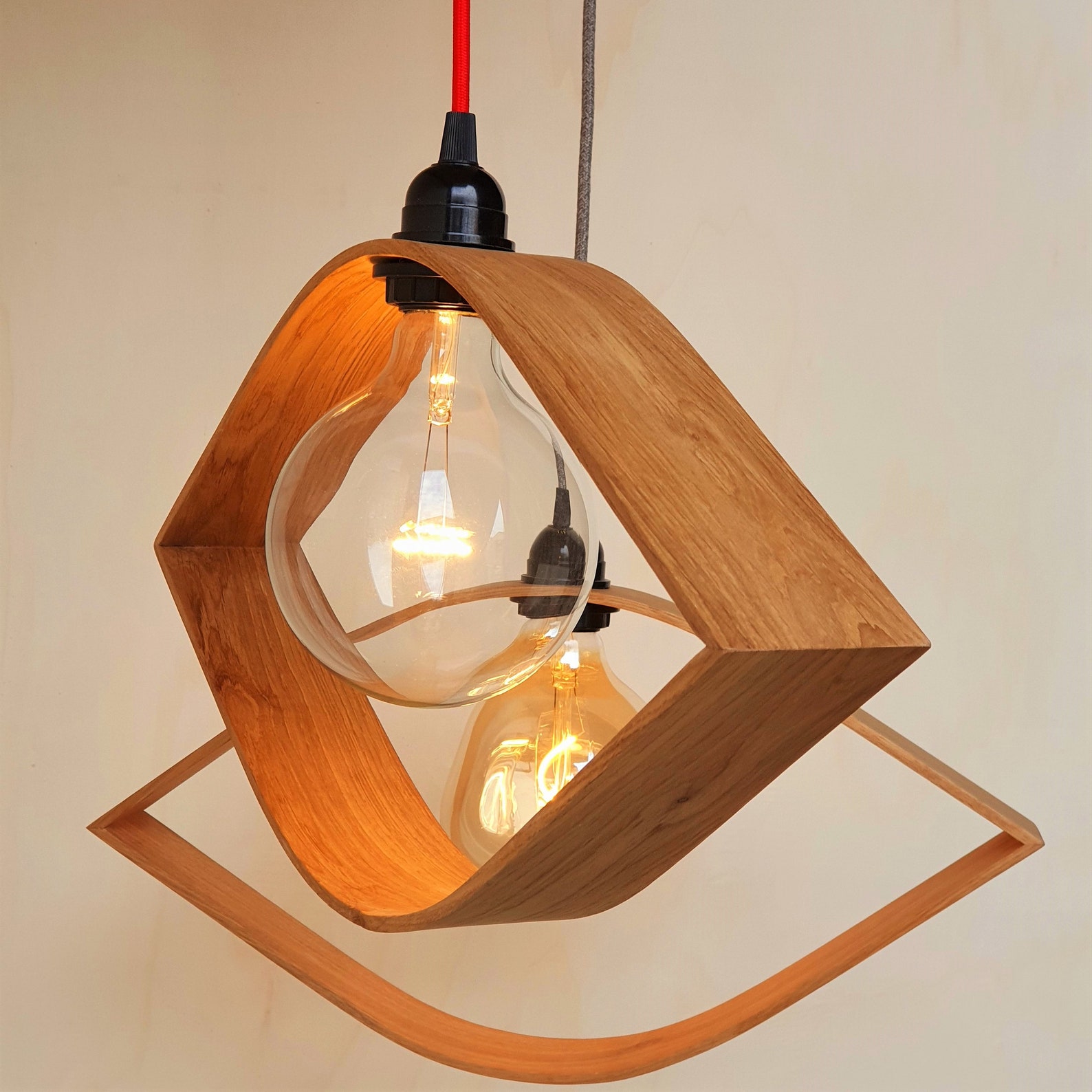 Handmade Steambent Wooden Ceiling Pendant Light in Oak or Ash. - Etsy