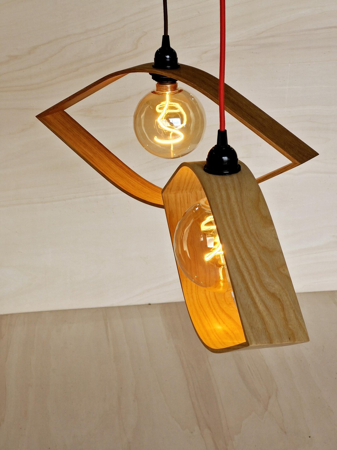 Handmade Steambent Wooden Ceiling Pendant Light in Oak or Ash. - Etsy