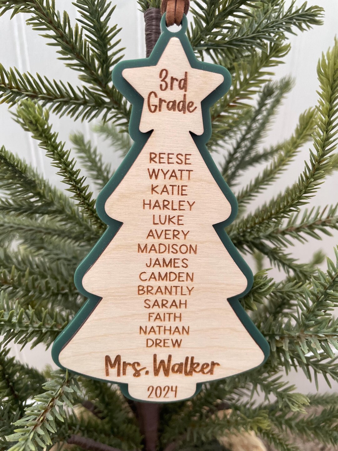 Personalized Class Christmas Tree Ornament Teacher Gift Wood Ornament ...