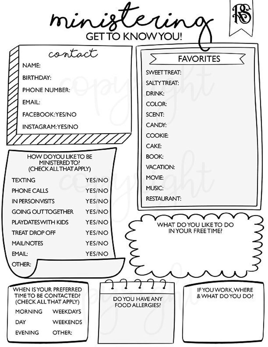 LDS Ministering Questionnaire Relief Society Get to Know You - Etsy