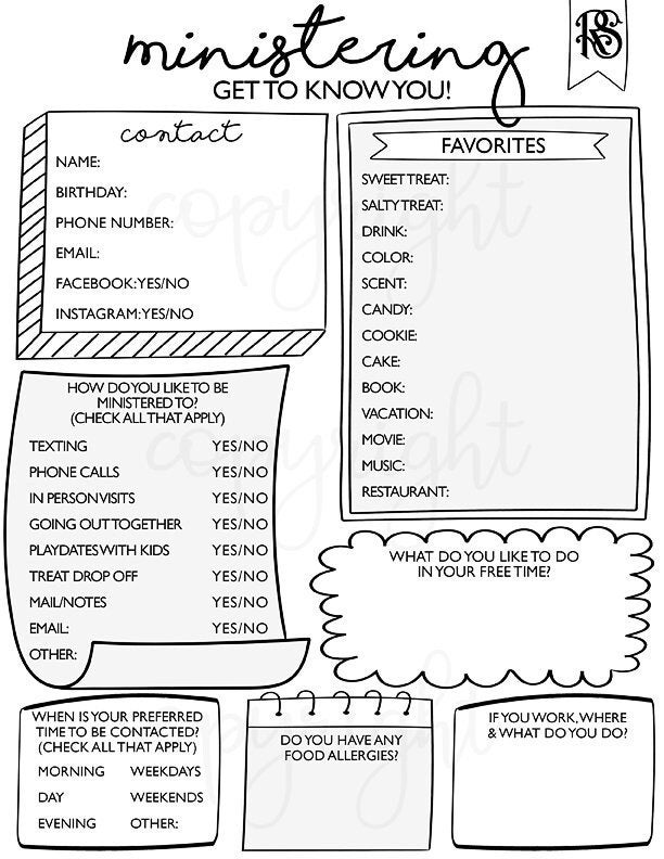 LDS Ministering Questionnaire Relief Society Get to Know You - Etsy