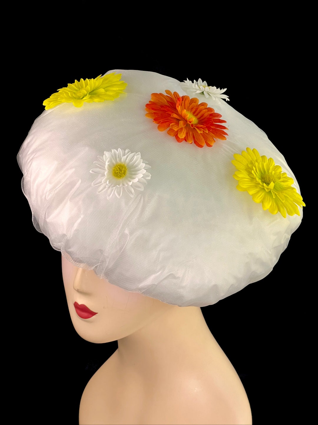 Yellow, Orange & White Flower Power Party Designer Shower Cap, 5 Pieces ...