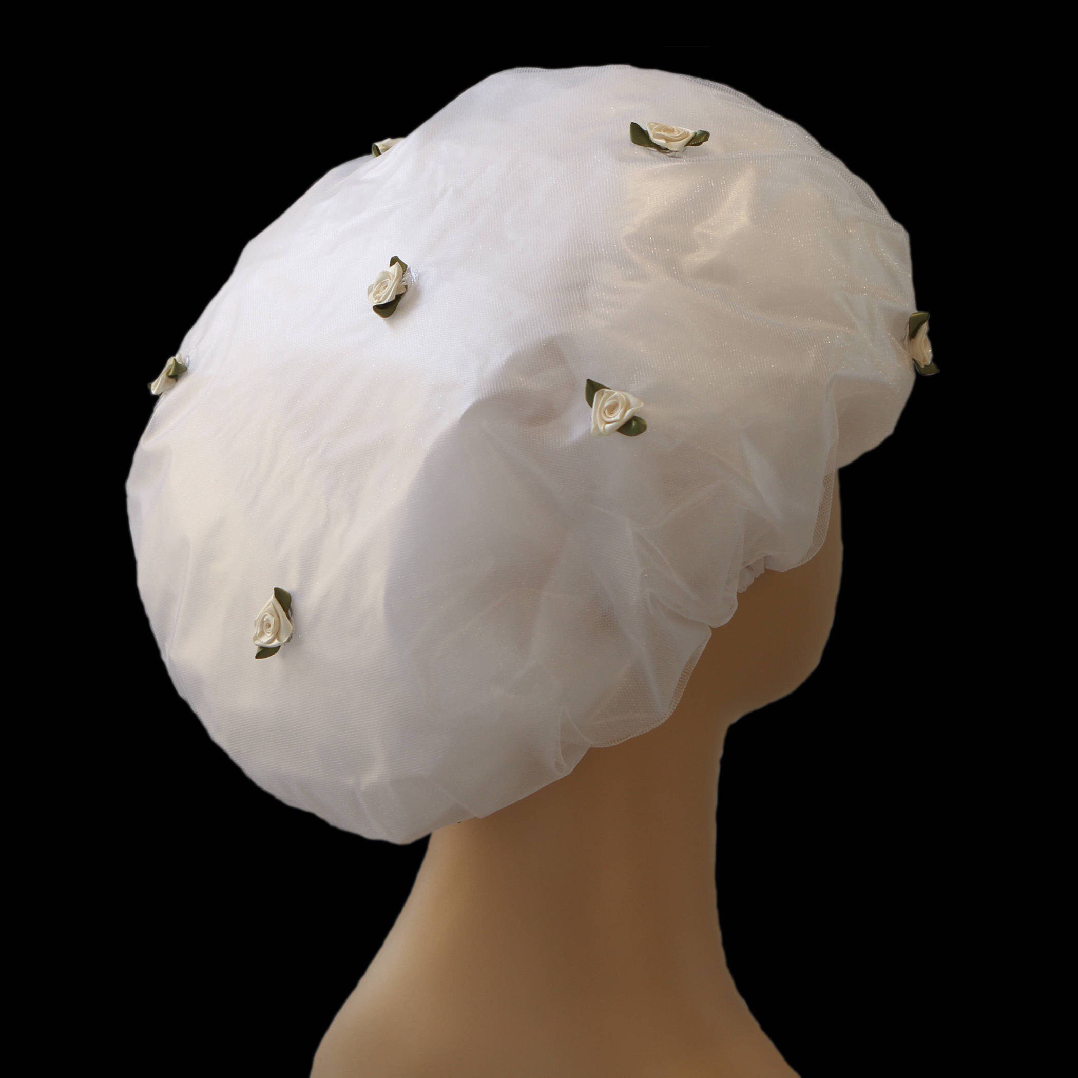 Designer Shower Cap: Beige Roses, Waterproof Bouffant Style - Etsy