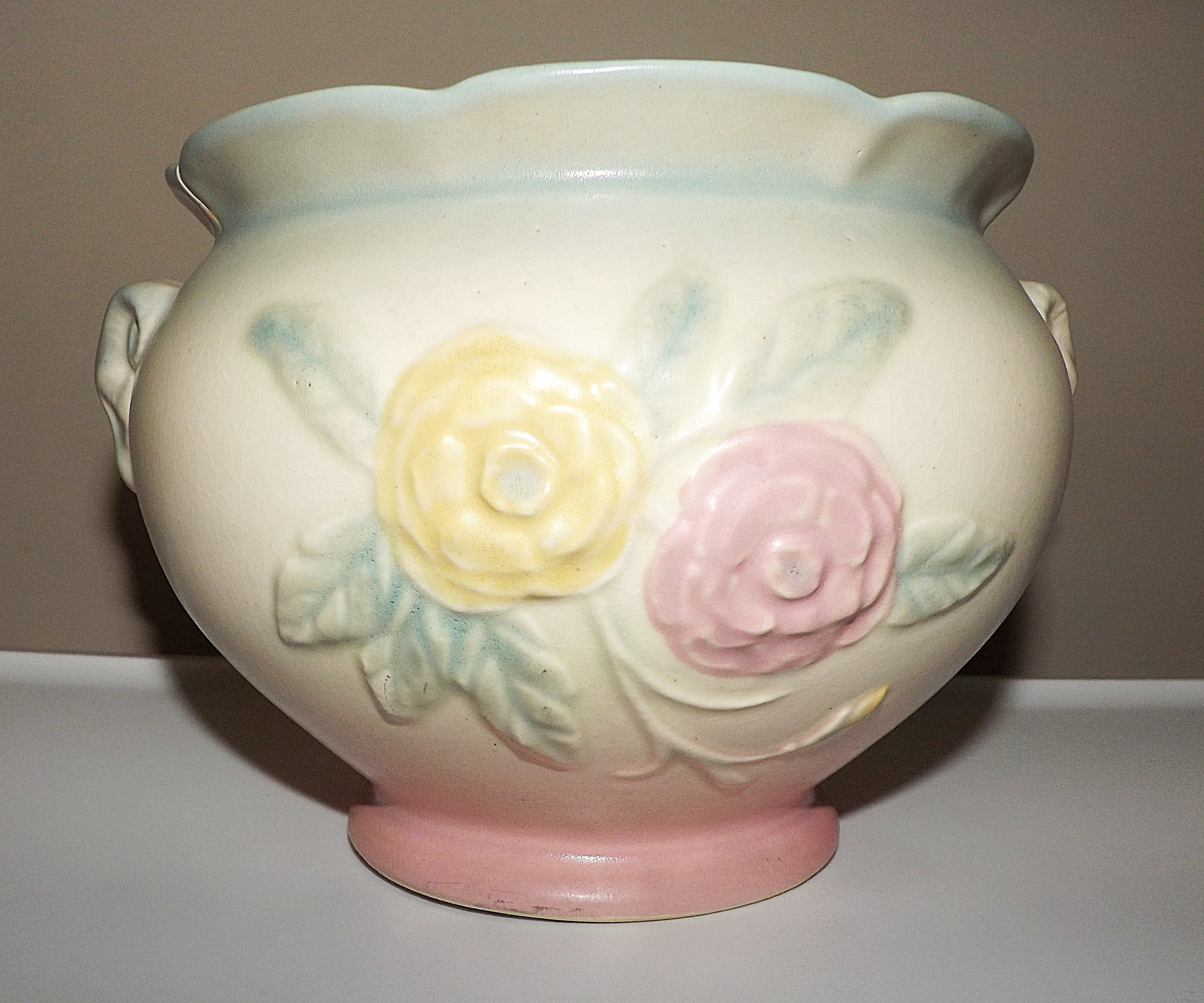 Vintage Hull Roses Pottery 114 8 1/4 Planter Ram Head Side, Jardiniere ...