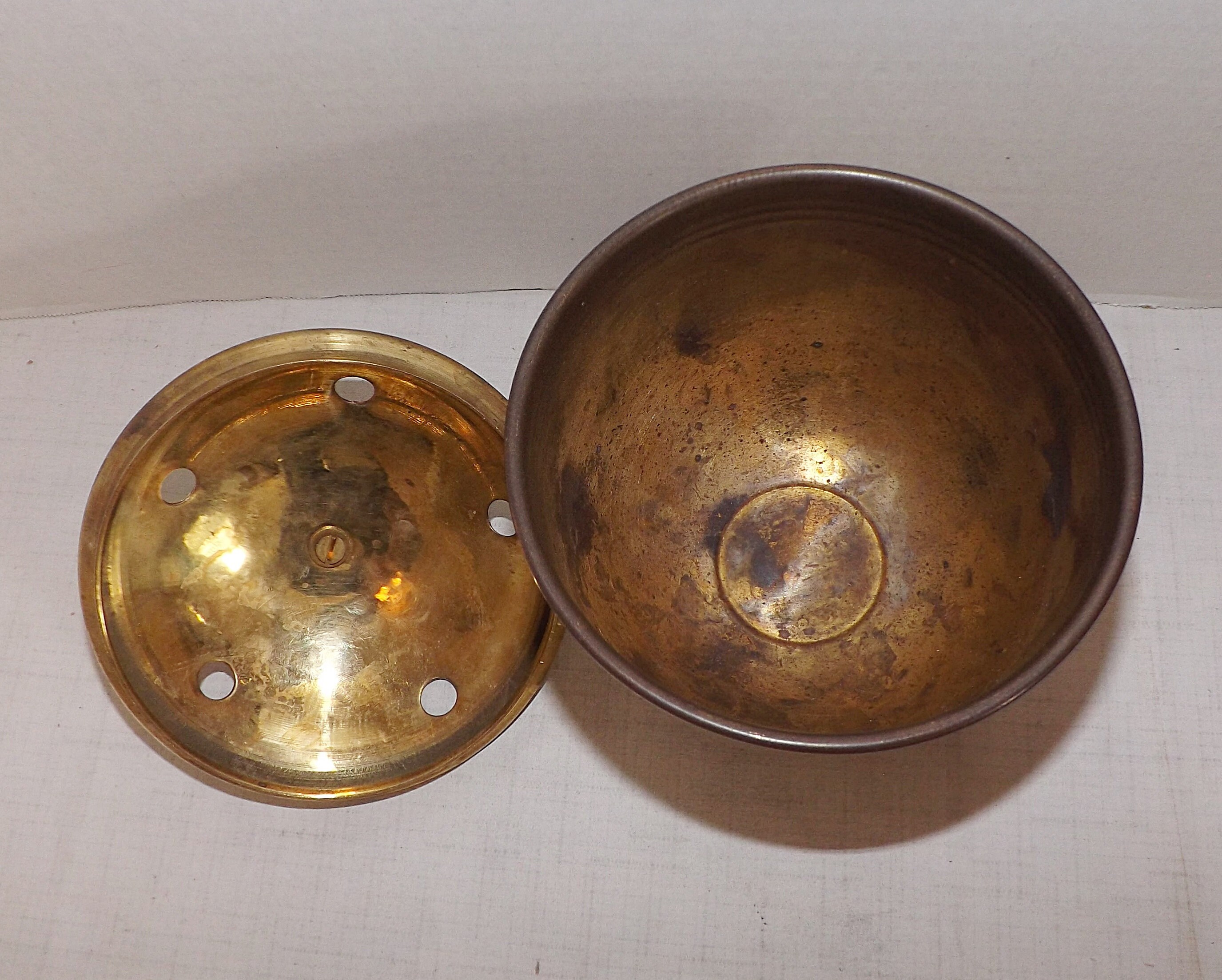 Vintage Brass-copper-planter-pot-bowl-potpourri Simmer-lidded ...